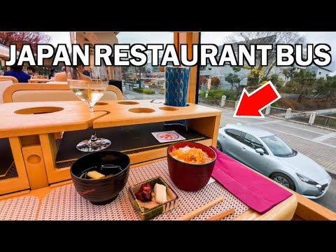 Double-decker restaurant bus with food to enjoy autumn leaves and ...