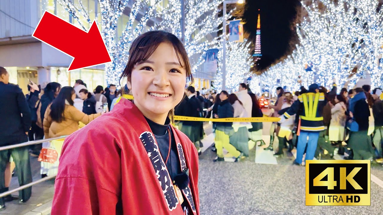 A cute Japanese girl Nana-chan guided me around the Christmas illuminations by rickshaw🎄| Tokyo ...