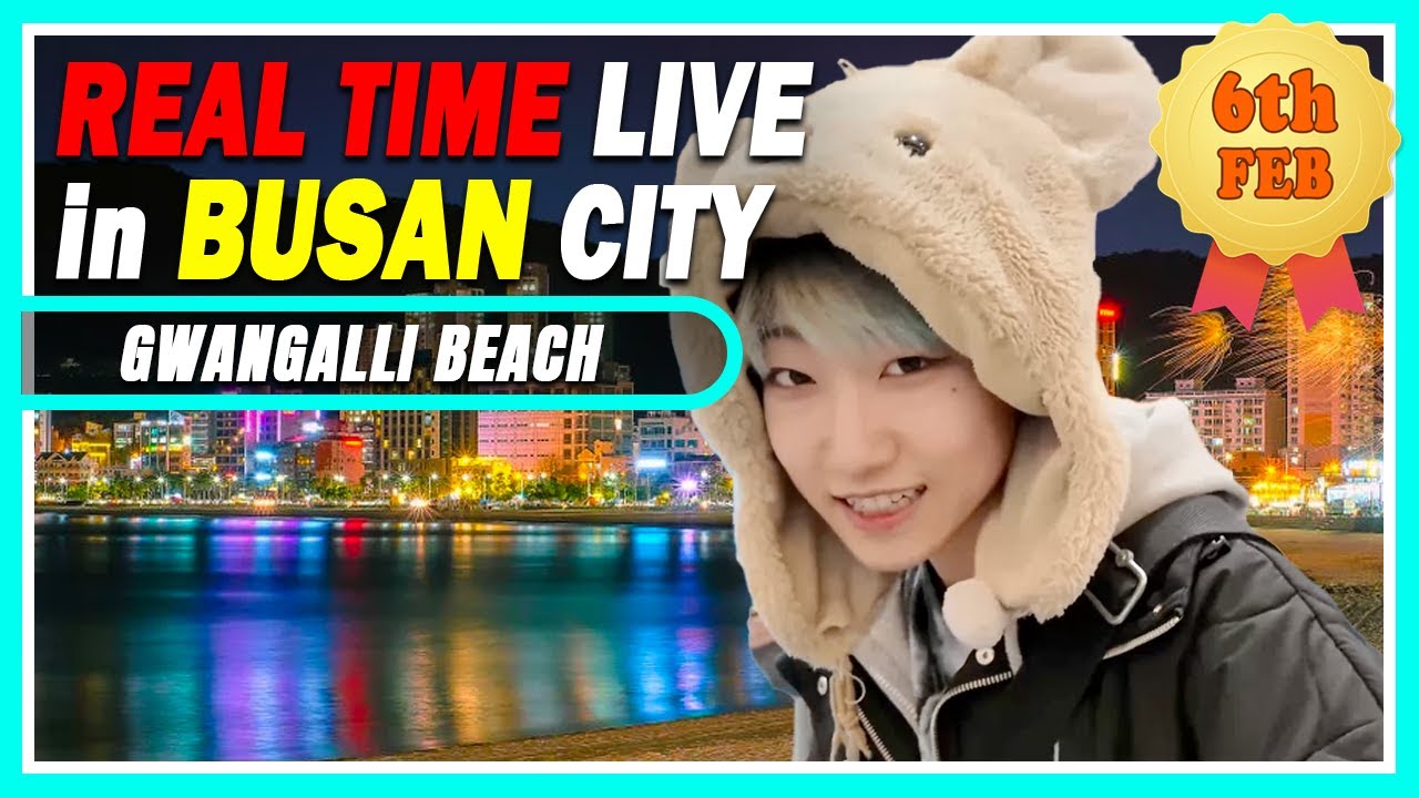 REAL TIME 🌊 Walking tour LIVE in BUSAN Gwangalli beach street night ...