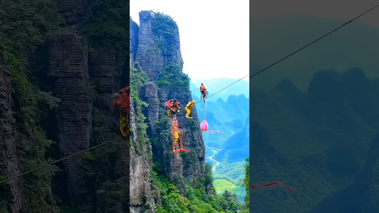 High-altitude acrobatics performance at Beidi Mountain Tourist Area ...