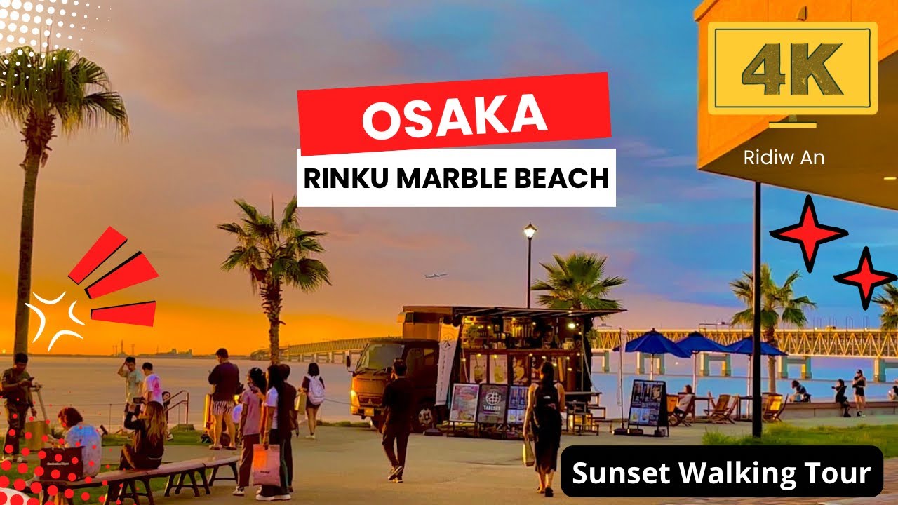 [4K] Rinku Marble Beach Beautiful Sunset Walking Tour (Rinku Town ...