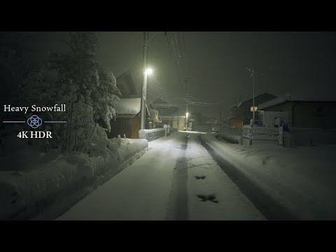Heavy Snowfall at Night Walk 4K HDR Japan - Ciao Nihon