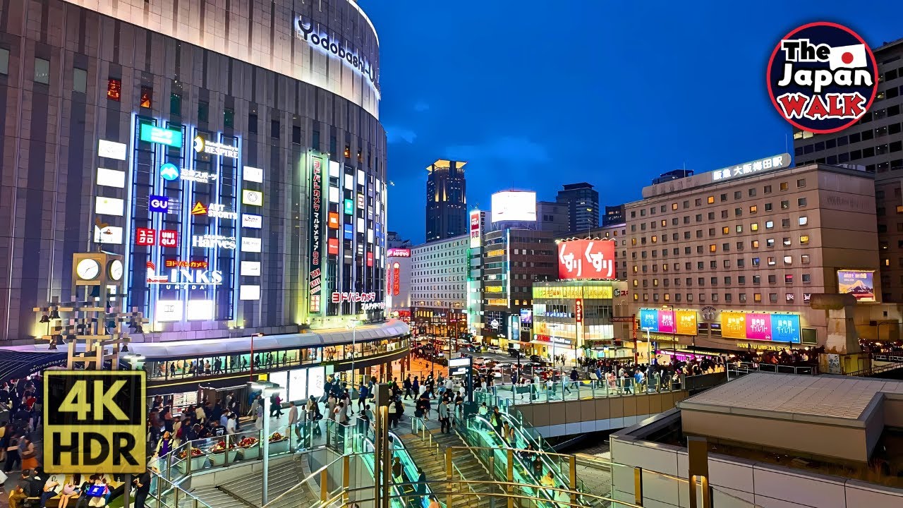 Umeda: Osaka’s Neon Lights and Vibrant Nightlife | Walking Tour | 4K ...